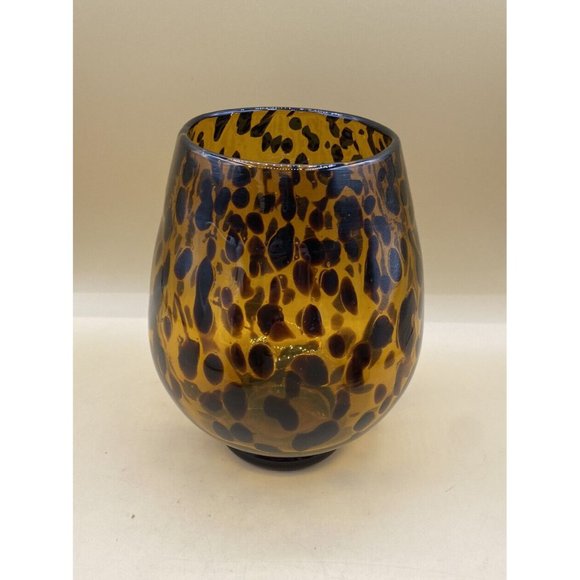 At Glass | Accents | Tortoise Shell Pattern Hand Blown Art Glass Vase 7 ...